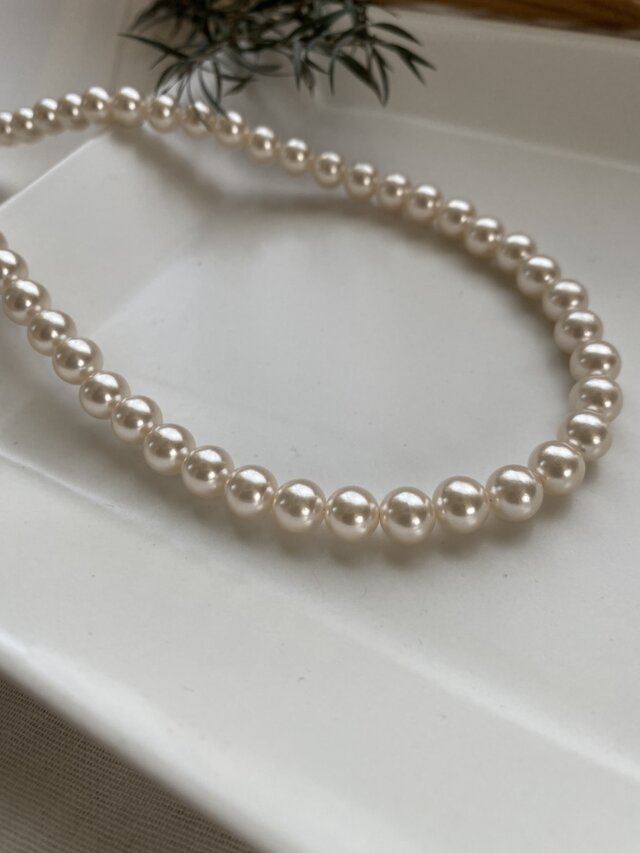 最終 夏も惜しみなく！7mmPearls Necklaces White パールネックレス | iichi ハンドメイド・クラフト作品・手仕事品の通販