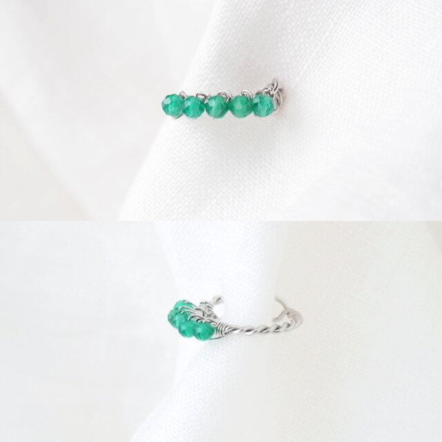 【Sale】Dot Twist Circle Cuff（グリーンオニキス） | iichi ハンドメイド・クラフト作品・手仕事品の通販