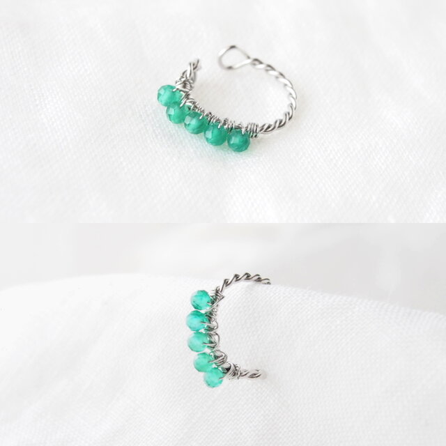 【Sale】Dot Twist Circle Cuff（グリーンオニキス） | iichi ハンドメイド・クラフト作品・手仕事品の通販