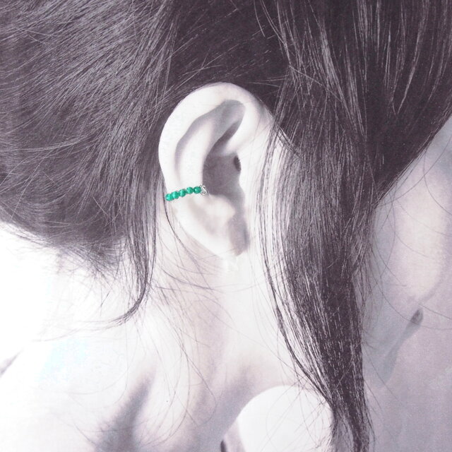 【Sale】Dot Twist Circle Cuff（グリーンオニキス） | iichi ハンドメイド・クラフト作品・手仕事品の通販