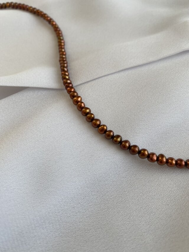Silver925 Pearls Necklaces:Metallic Chocolat Brown | iichi ハンドメイド・クラフト作品・手仕事品の通販