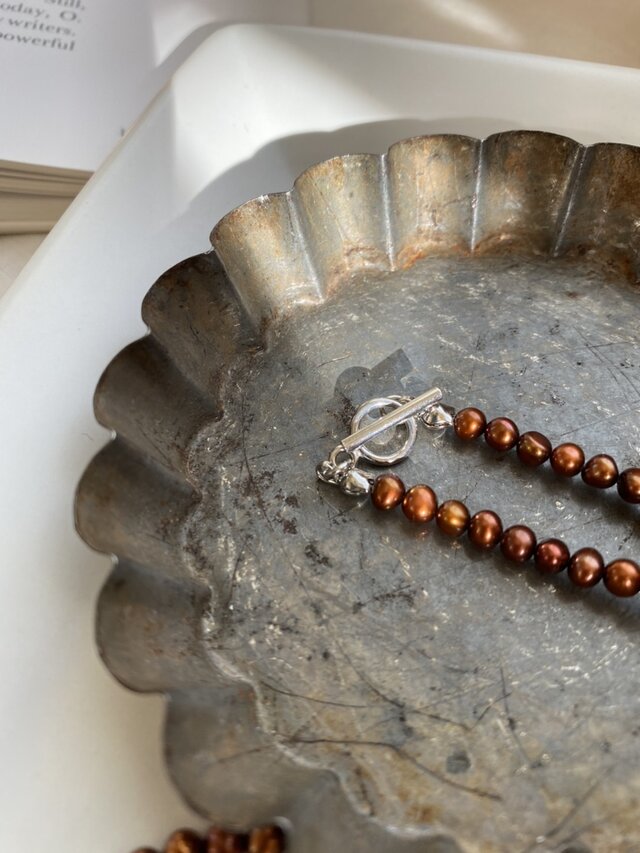 Silver925 Pearls Necklaces:Metallic Chocolat Brown | iichi ハンドメイド・クラフト作品・手仕事品の通販