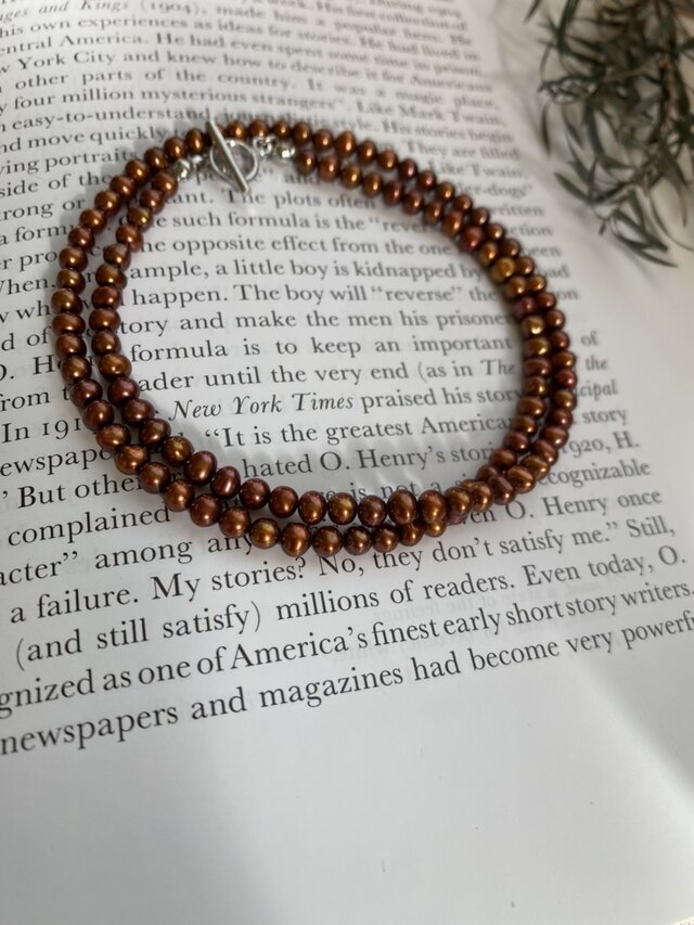 Silver925 Pearls Necklaces:Metallic Chocolat Brown | iichi ハンドメイド・クラフト作品・手仕事品の通販