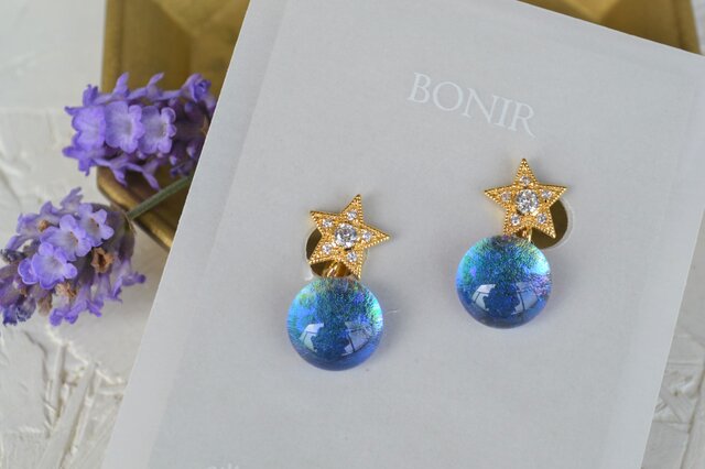 Ao+star GD (イヤリング） | iichi ハンドメイド・クラフト作品・手仕事品の通販