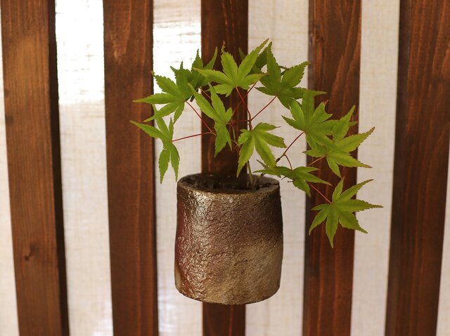 備前焼 掛花入(裂) h3-070 | iichi ハンドメイド・クラフト作品・手仕事品の通販