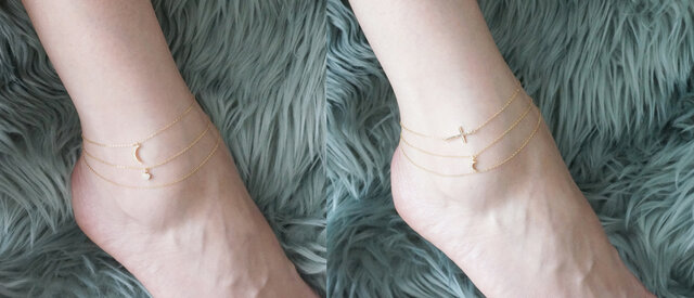 【14KGF】Double Chain Layered Dainty Anklet/Bracelet | iichi ハンドメイド・クラフト作品・手仕事品の通販