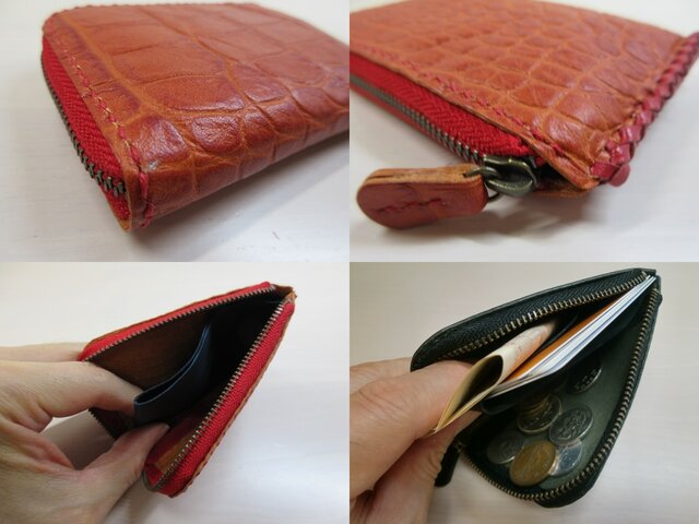 牛革・スリムタイプ・L字ファスナー・コインケース・0022 | iichi ハンドメイド・クラフト作品・手仕事品の通販