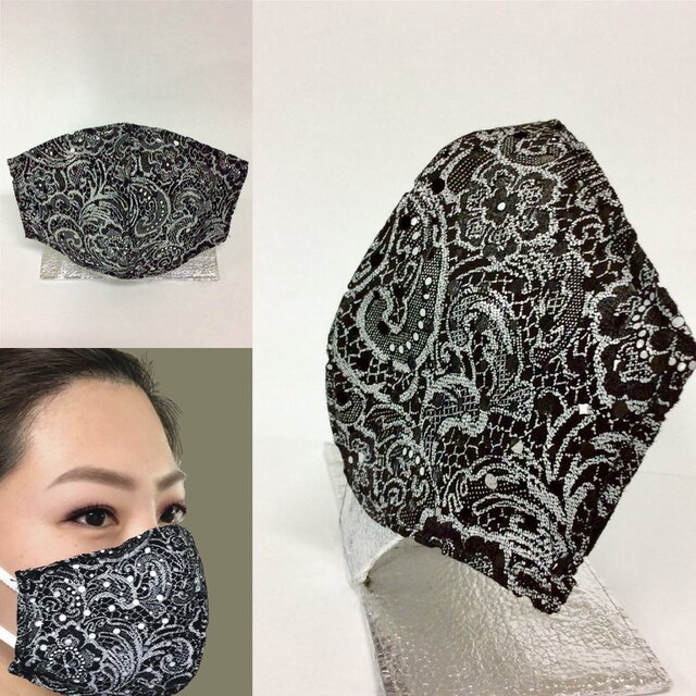 革のマスクカバー/レース柄/KISEKAE MASK COVER/革マスク/重ねマスク/お洒落/目立つ/ | iichi ハンドメイド ...