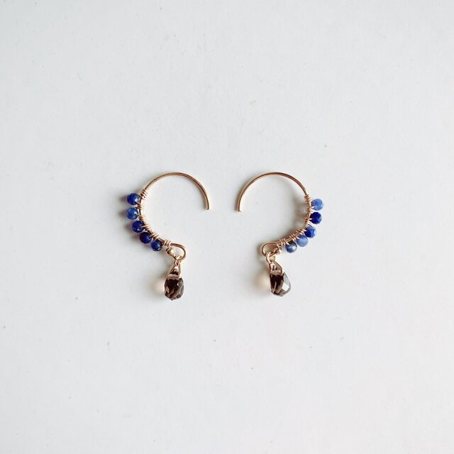 送料無料/ピアス/14kgf/smoky quartz | iichi 日々の暮らしを心地よくするハンドメイドやアンティークのマーケットプレイス