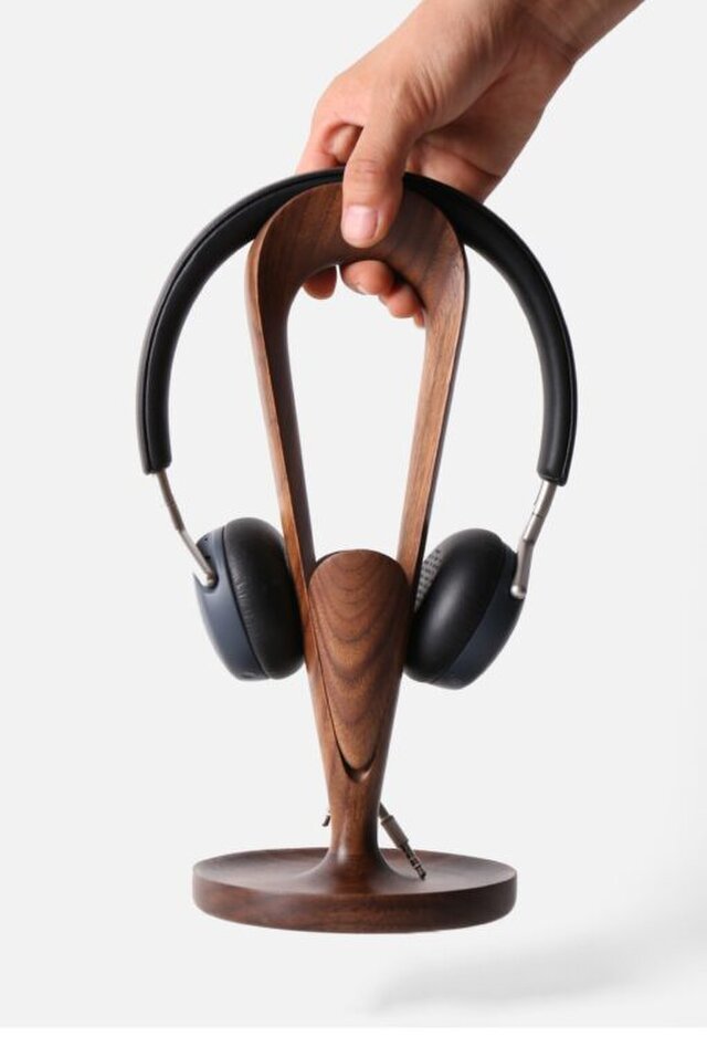 受注生産 職人手作り ヘッドホンスタンド 卓上収納 おうち時間 ギフト 無垢材 木製雑貨 木工 エコ 天然木 木目 LR2018 | iichi ハンドメイド・クラフト作品・手仕事品の通販