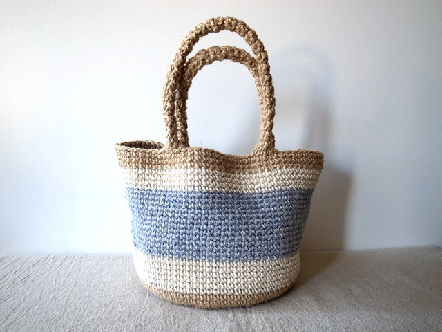 麻ひもバッグ IceBlue | iichi ハンドメイド・クラフト作品・手仕事品の通販