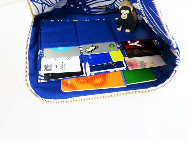 9枚ｶｰﾄﾞﾎﾟｹｯﾄ付ﾏﾙﾁｹｰｽ grandfiore-blu | iichi 日々の暮らしを心地よくするハンドメイドやアンティークのマーケットプレイス