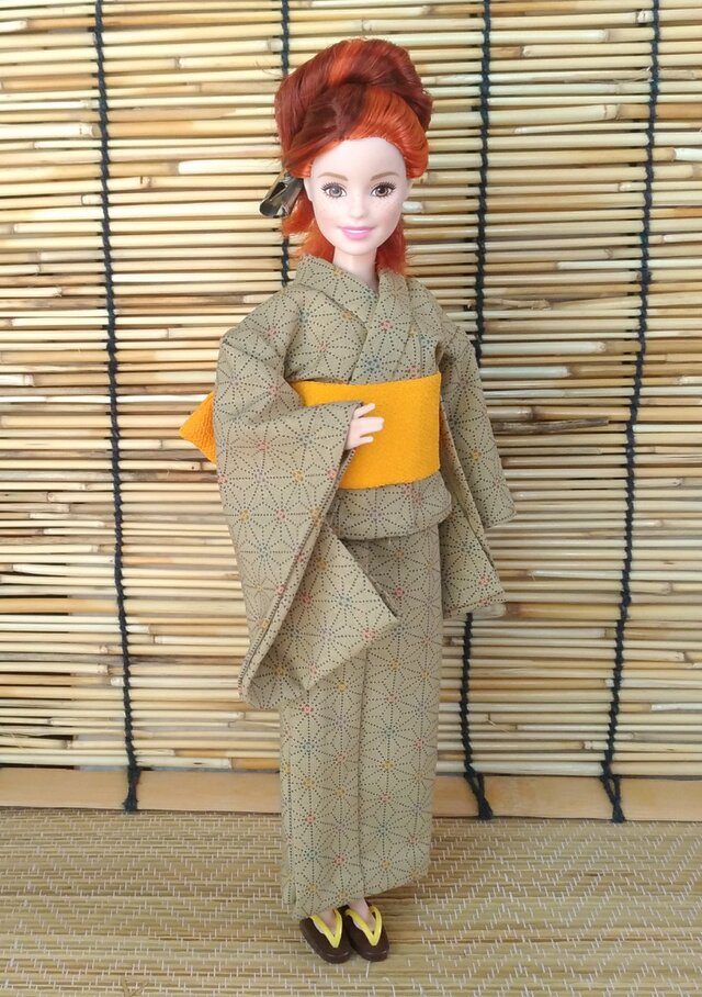 「彩り麻葉…白茶」25～26cmドール浴衣 | iichi ハンドメイド・クラフト作品・手仕事品の通販