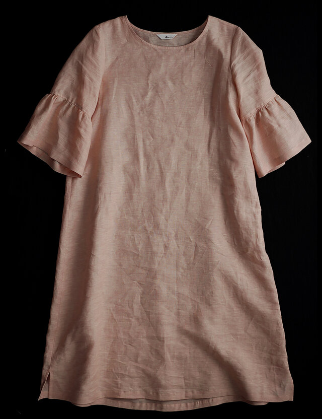 【wafu】お試し品!リネン100％ フレア袖 ワンピース Aライン #training/サーモンピンク a001d-smp1 | iichi ...