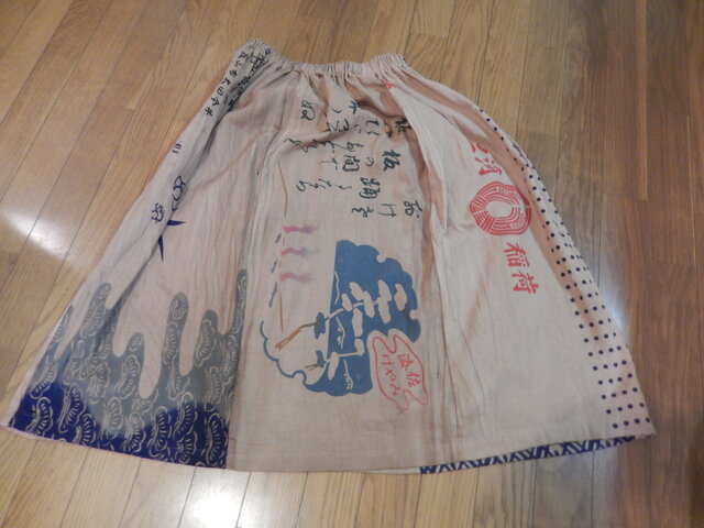 初秋に値下げ☆手ぬぐいリメイク☆柿渋染で楽しい涼しい毎日スカート77cm | iichi ハンドメイド・クラフト作品・手仕事品の通販