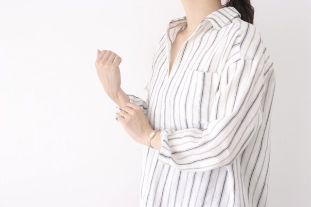 リネンスキッパーシャツ ストライプ No.192 | iichi ハンドメイド・クラフト作品・手仕事品の通販