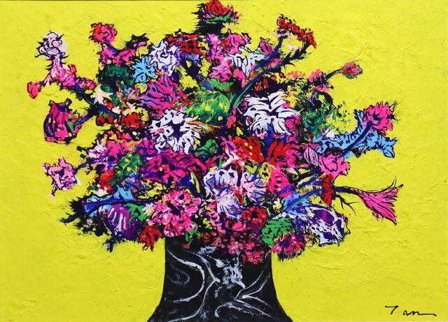 「FLOWER」(NO.2130) 4号F 安本太ん 芸大卒 送料無料 額付き （iichi売却済み） | iichi 日々の暮らしを心地よくするハンドメイドやアンティークのマーケットプレイス