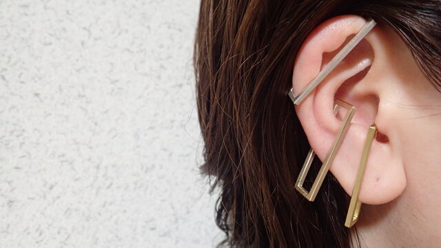 Brass Rectangle Earcuff | iichi 日々の暮らしを心地よくするハンドメイドやアンティークのマーケットプレイス