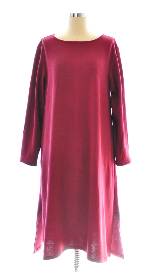 ボートネック スリット スエットワンピース ボルドー ワインレッド | iichi ハンドメイド・クラフト作品・手仕事品の通販