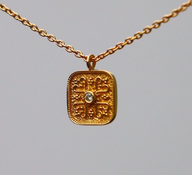 古代スタイル＊天然ダイアモンド ネックレス 14KG | iichi ハンドメイド・クラフト作品・手仕事品の通販