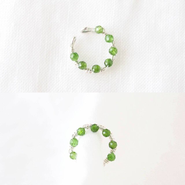 Circle Cuff（Chrome Diopside）-片耳- | iichi ハンドメイド・クラフト作品・手仕事品の通販