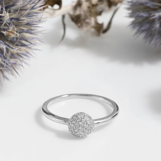 SV925(RH) キュービックジルコニア リング カボション / パヴェ | iichi ハンドメイド・クラフト作品・手仕事品の通販