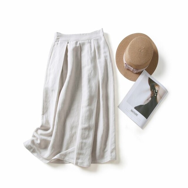 ふわり、ひらり、美しいドレープを描く美形スカート コットンリネンスカート ロングスカート 生成色 210807-4 | iichi 日々の暮らしを心地よくするハンドメイドやアンティークの ...