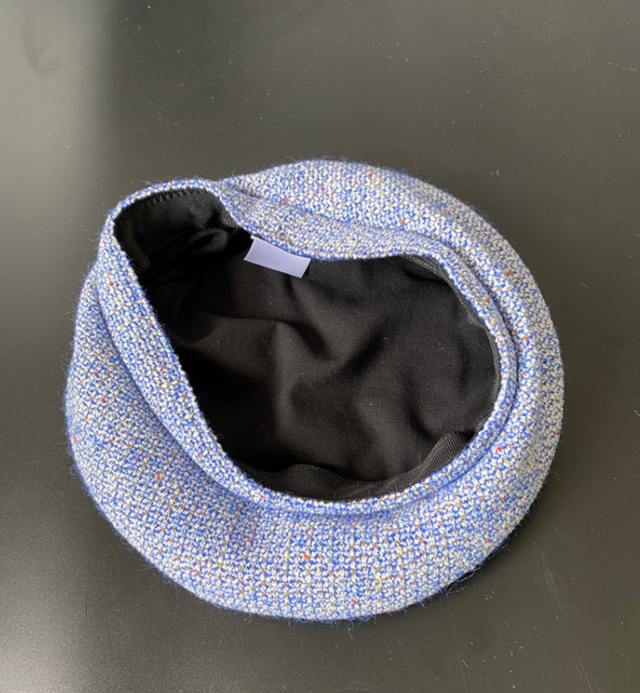 青い リンゴベレー☆チェック調節可能なベレー帽 ☆ウール混紡 ☆ぼうし beret | iichi ハンドメイド・クラフト作品・手仕事品の通販