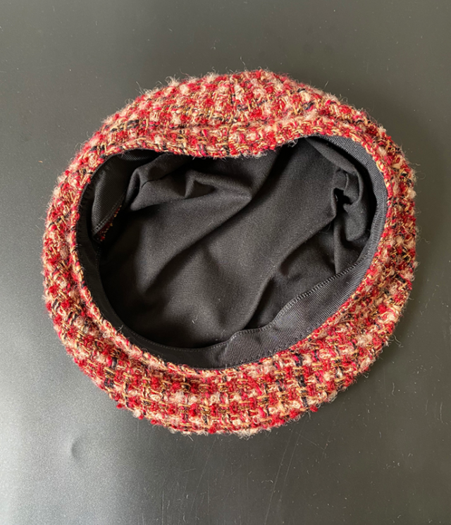 赤 リンゴベレー☆チェック調節可能なベレー帽 ☆ウール混紡 ☆ぼうし beret | iichi ハンドメイド・クラフト作品・手仕事品の通販
