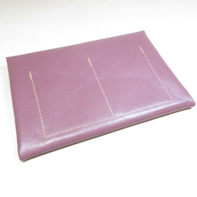 A6対応「HANABIRA」シリーズ・ダークパープル・牛革・一枚革のレザーケース・カードポケット付き・055 | iichi ハンドメイド・クラフト作品・手仕事品の通販