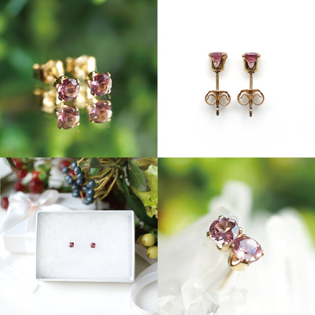 マラヤガーネットの4mmスタッドピアス ～Marlene | iichi ハンドメイド・クラフト作品・手仕事品の通販