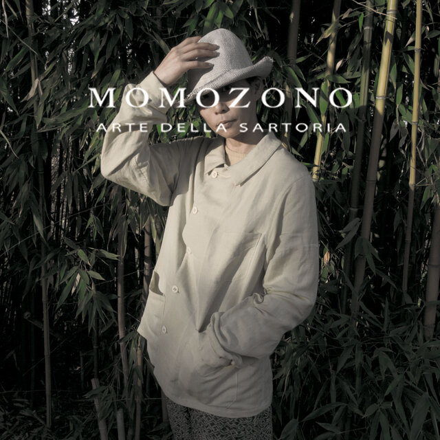 ライトイエロー(うす黄)イタリア製デッドストックヘリンボーンリネン、ダブルブレストワークジャケット MZ original | iichi ハンドメイド・クラフト作品・手仕事品の通販