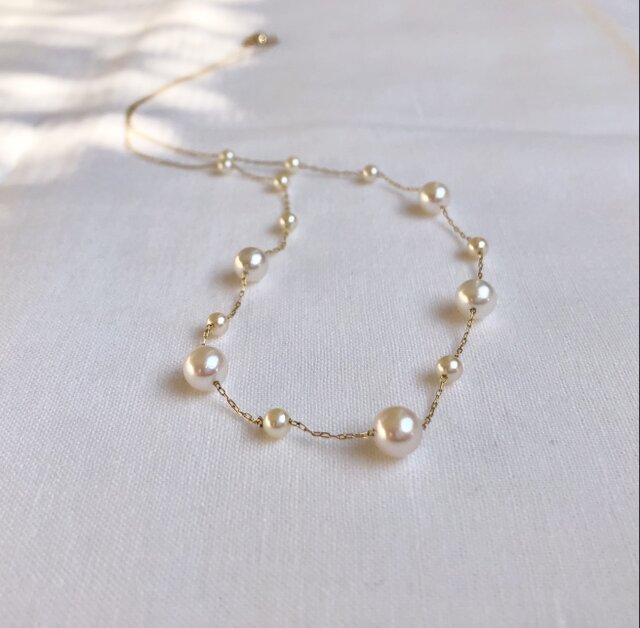 限定価格 あこや ステーションネックレス K14 | iichi 日々の暮らしを心地よくするハンドメイドやアンティークのマーケットプレイス