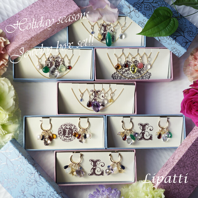 クリスマスコフレ★5粒の天然石チャームセット14KGFネックレス ～Karen | iichi ハンドメイド・クラフト作品・手仕事品の通販