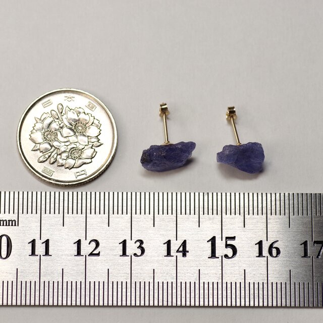 【一点もの】 タンザナイト 14kgf 鉱物原石ピアス 天然石 (No.1102) | iichi ハンドメイド・クラフト作品・手仕事品の通販
