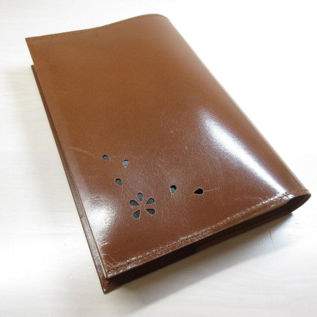 ハヤカワ文庫トールサイズ対応・「HANABIRA」シリーズ・ブラウン・スムースゴート・一枚革のブックカバー・0624 | iichi ハンドメイド・クラフト作品・手仕事品の通販