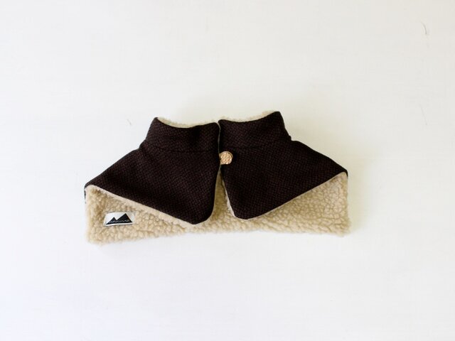 Attached collar c/#brown ブリティッシュツイード+ボア マフラー付け襟 | iichi 日々の暮らしを心地よくするハンドメイドやアンティークのマーケットプレイス