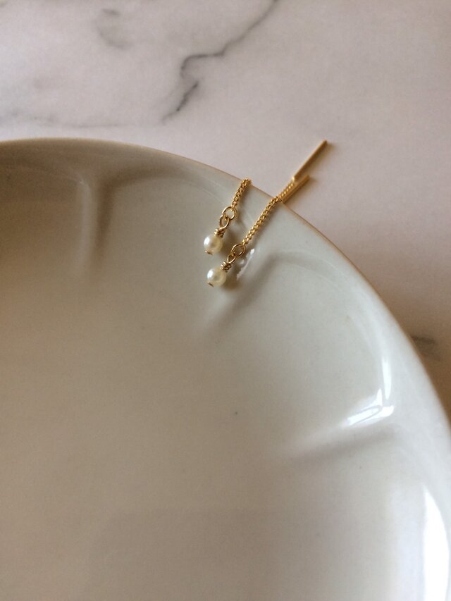 K18GP 宝石質AAA淡水ベビーパールアメリカンピアス | iichi ハンドメイド・クラフト作品・手仕事品の通販