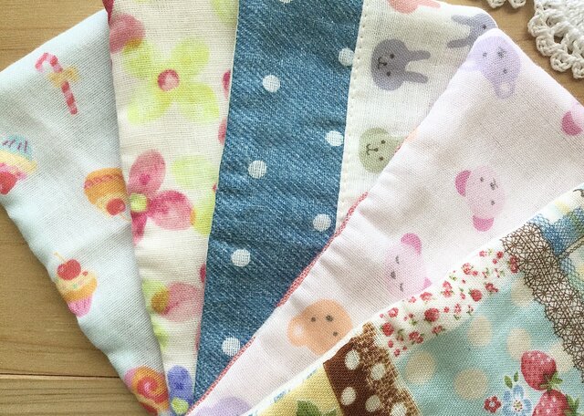 女の子♪ふわふわやわらか♪ミニガーゼハンカチ5P | iichi ハンドメイド・クラフト作品・手仕事品の通販