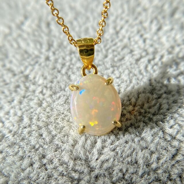 天然オパールネックレス☆オーストラリアMintabie産原石から磨きました！ | iichi ハンドメイド・クラフト作品・手仕事品の通販