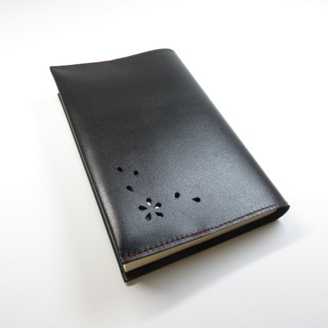 ハヤカワ文庫トールサイズ対応・「HANABIRA」シリーズ・ブラック・スムースゴート・一枚革のブックカバー・0628 | iichi ハンドメイド・クラフト作品・手仕事品の通販