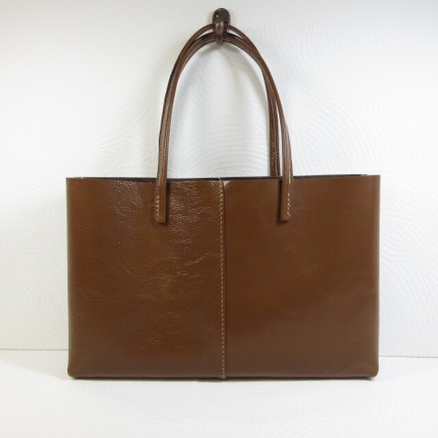 《牛革》A4対応・コーティングレザー・切り替えハンドステッチ・スリムトート・0218 | iichi ハンドメイド・クラフト作品・手仕事品の通販