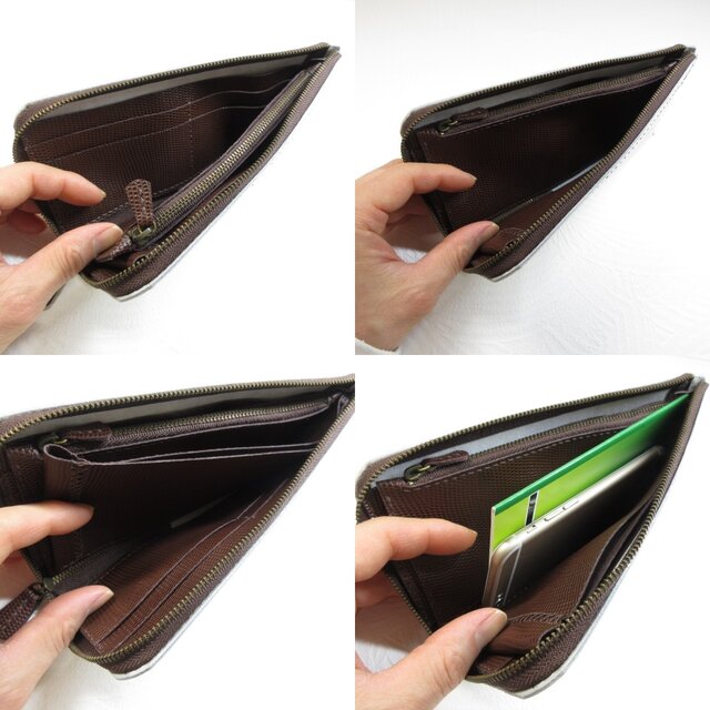 《牛革》・型押しクロコ・パールホワイト・L字ロングウォレット・004 | iichi ハンドメイド・クラフト作品・手仕事品の通販