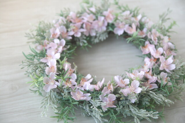 桜のリース Artificial flower | iichi ハンドメイド・クラフト作品・手仕事品の通販