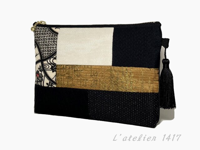フランスのインテリア生地 × 着物生地のポーチ【P16-06】 | iichi 日々の暮らしを心地よくするハンドメイドやアンティークのマーケットプレイス