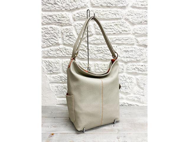 新型♪SOFTフェイクレザー 多機能 3WAY ショルダー＆リュック＆斜め掛け L/GREY | iichi ハンドメイド・クラフト作品・手仕事品の通販