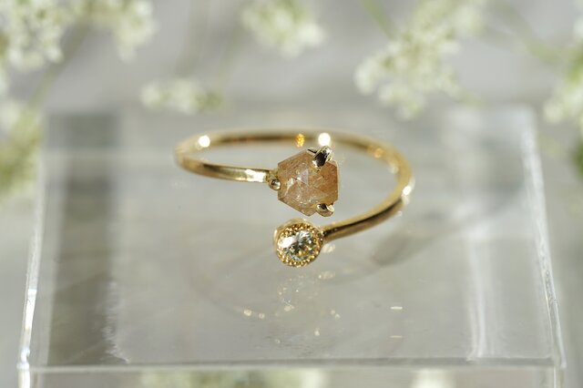 [送料無料]K18 Dear my Diamonds ring(light pink)(0.437、0.08ct) | iichi ハンドメイド・クラフト作品・手仕事品の通販