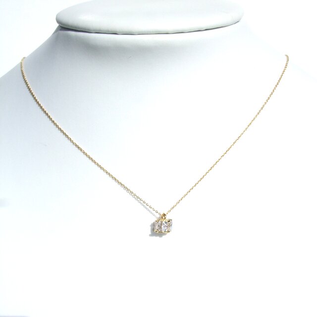 ☆送料無料☆16KGP CZキューブ超極細ネックレス | iichi ハンドメイド・クラフト作品・手仕事品の通販