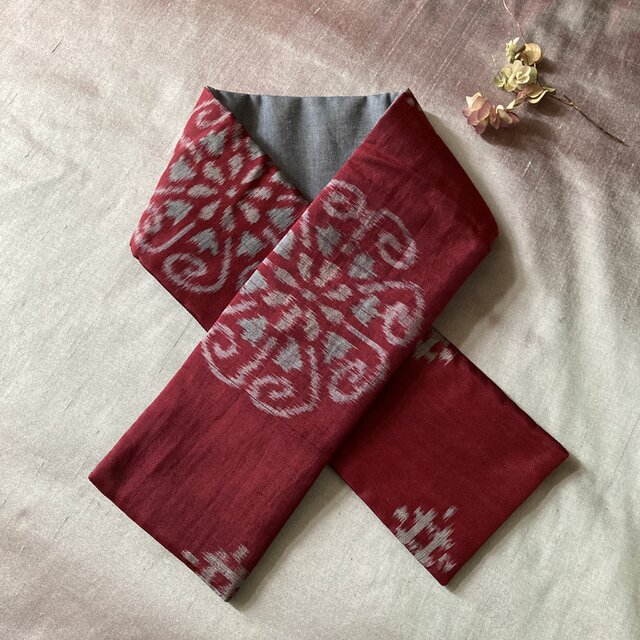 銘仙×ダンガリーの小さな襟巻き2129C ストール ネックウォーマー ダンガリー リバーシブル 着物リメイク | iichi ハンドメイド ...