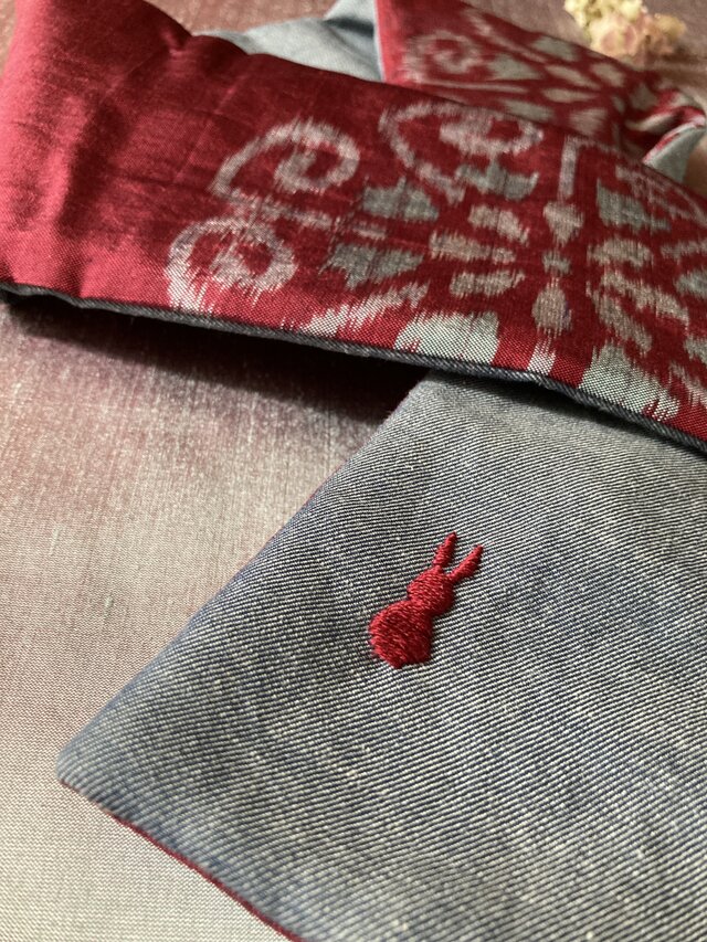 銘仙×ダンガリーの小さな襟巻き2129C ストール ネックウォーマー ダンガリー リバーシブル 着物リメイク | iichi ハンドメイド ...